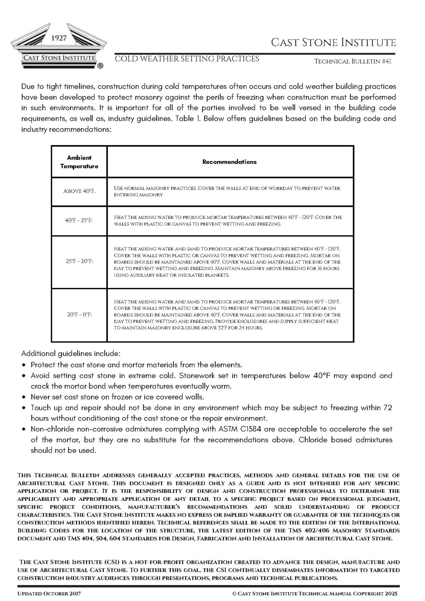 Cast Stone Institute - Technical Bulletins
